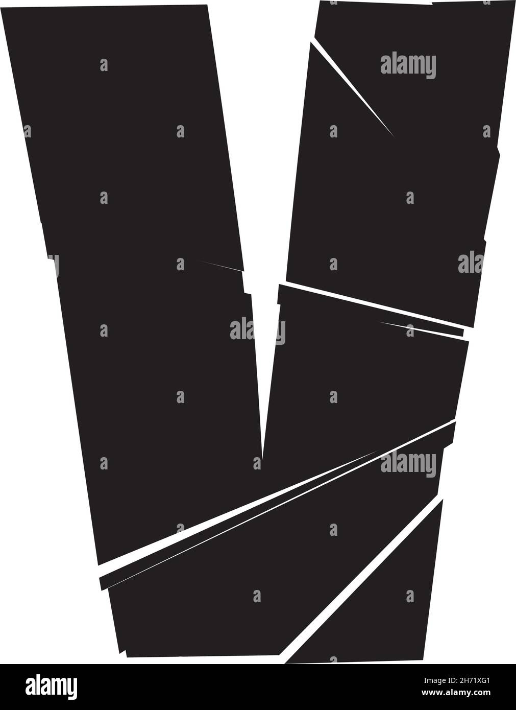 Textured letter V. Shattered, fractured, broken alphabet series - stock ...