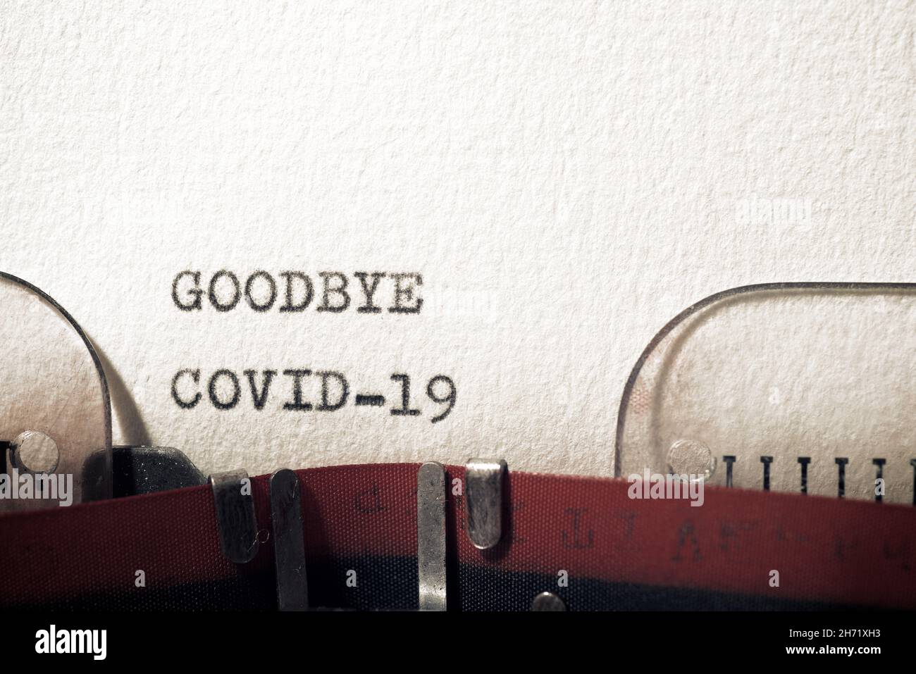 Goodbye Covid-19 phrase written with a typewriter Stock Photo - Alamy