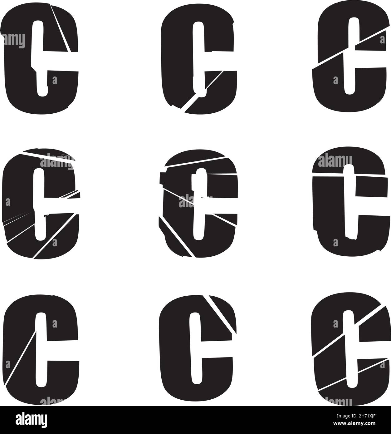 Textured letter C. Shattered, fractured, broken alphabet series - stock ...