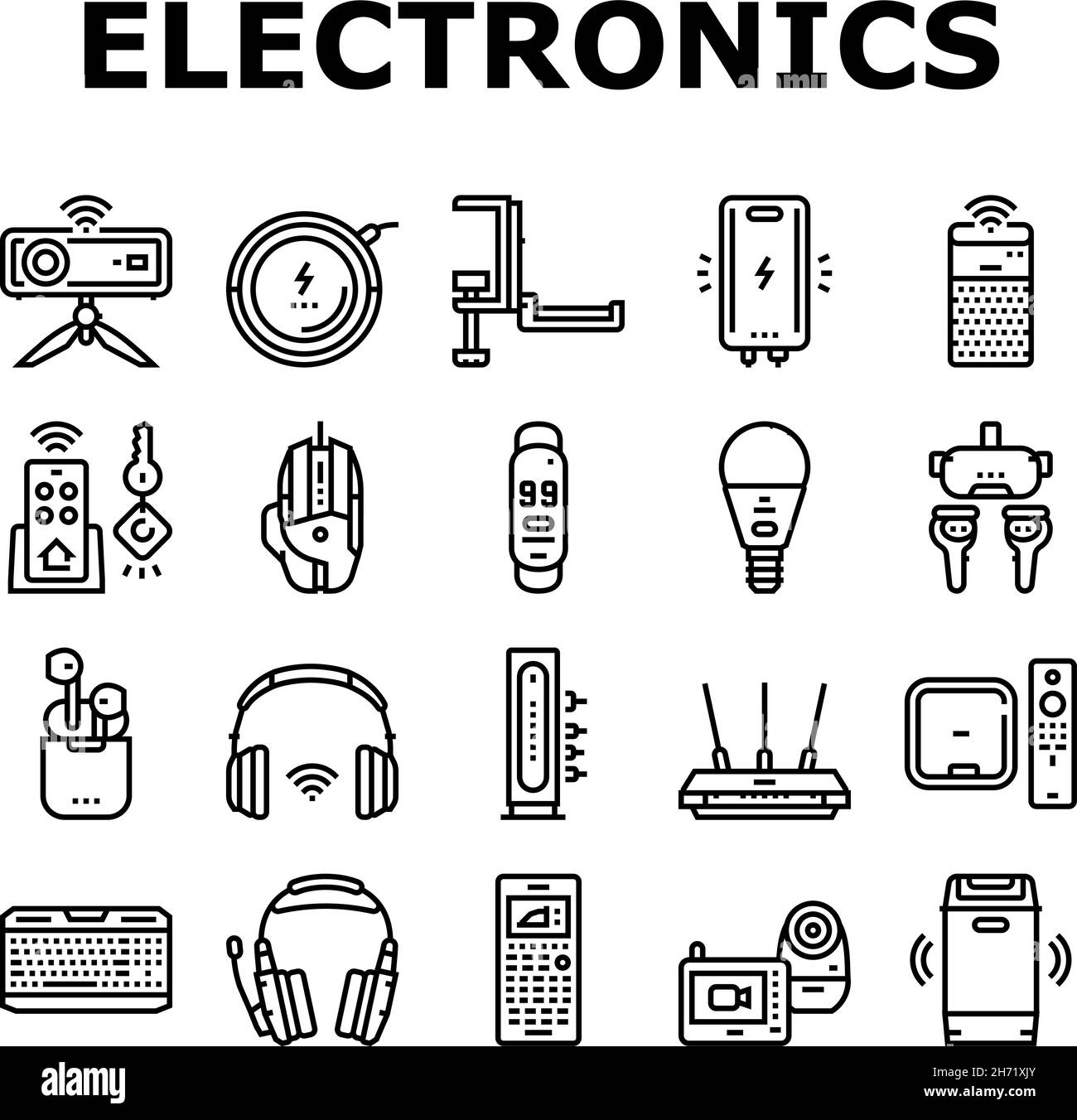 Electronics Digital Technology Icons Set Vector Stock Vector Image ...