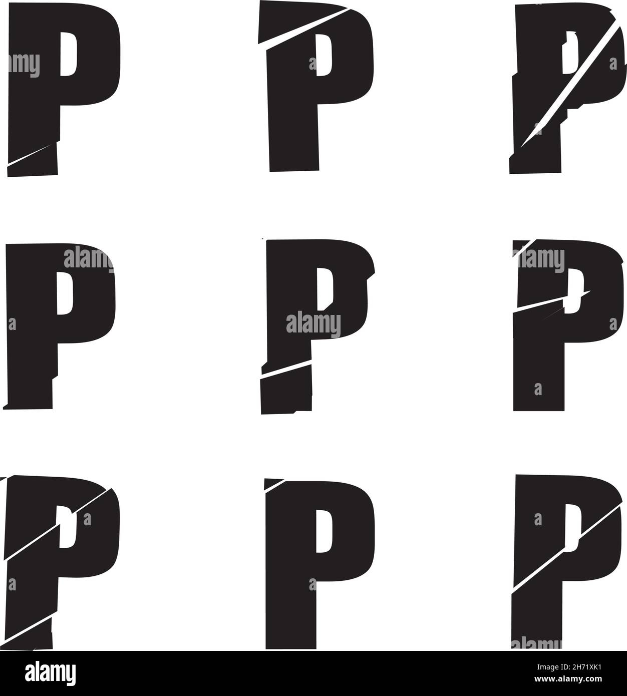 Textured letter P. Shattered, fractured, broken alphabet series - stock ...