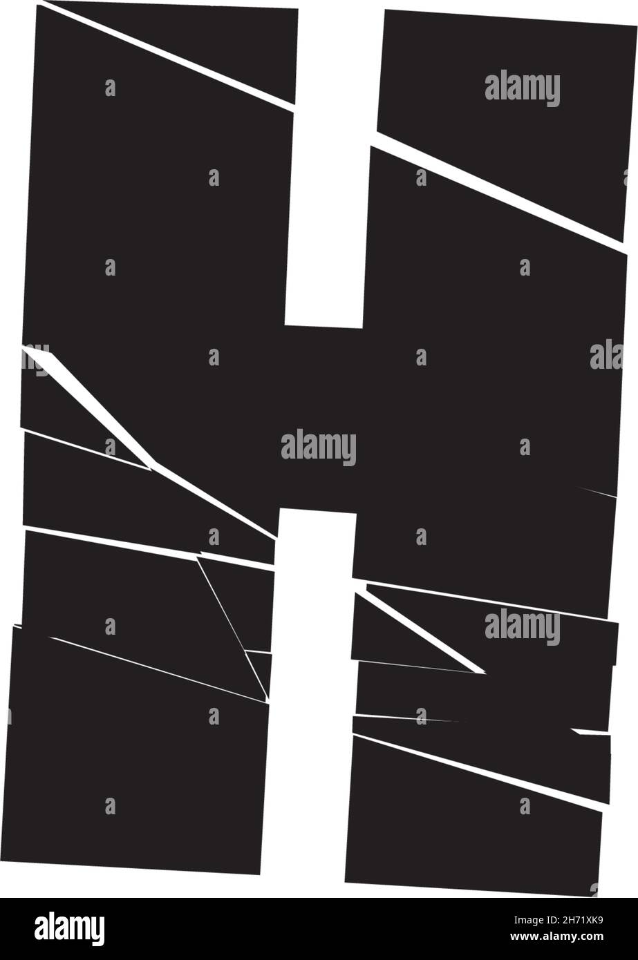 Textured letter H. Shattered, fractured, broken alphabet series - stock ...