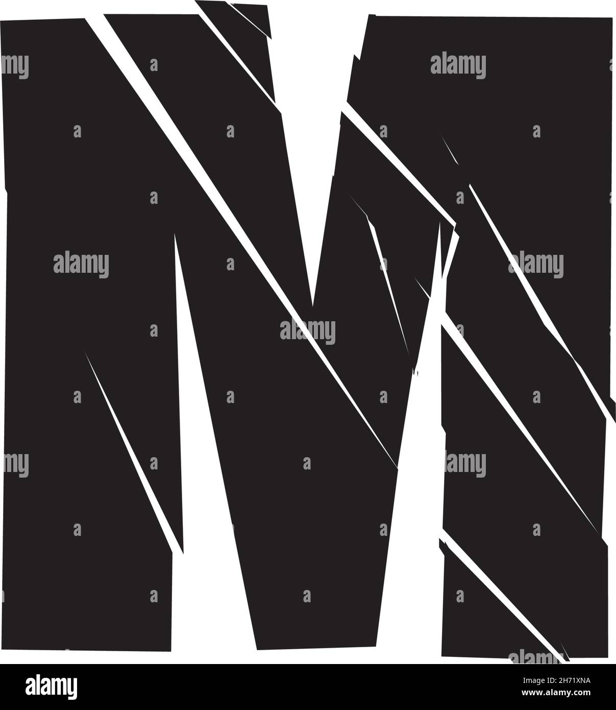 Textured letter M. Shattered, fractured, broken alphabet series - stock ...