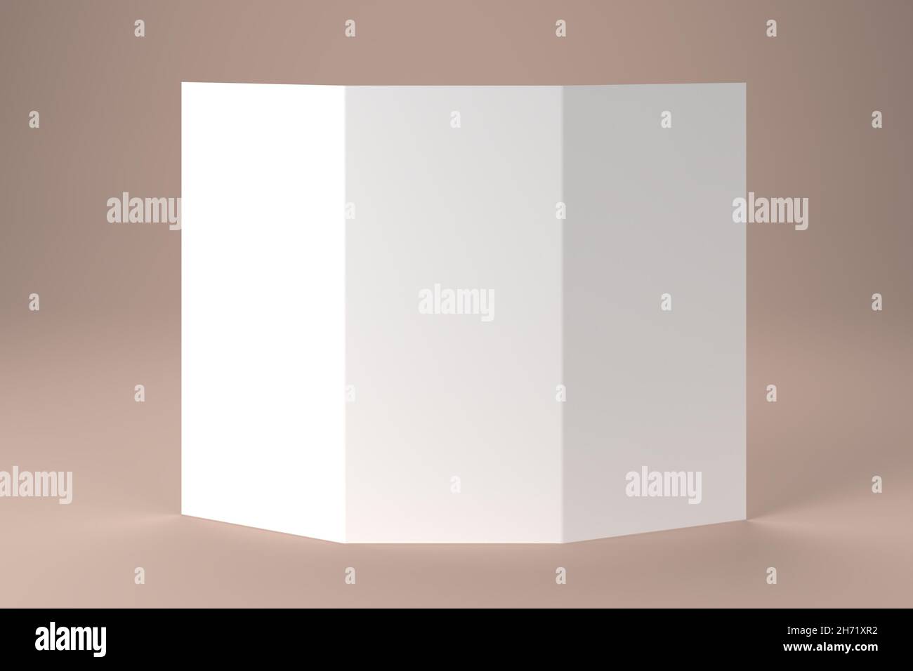 Flyer mockup with parallel fold (letter fold) standing open on a beige ...