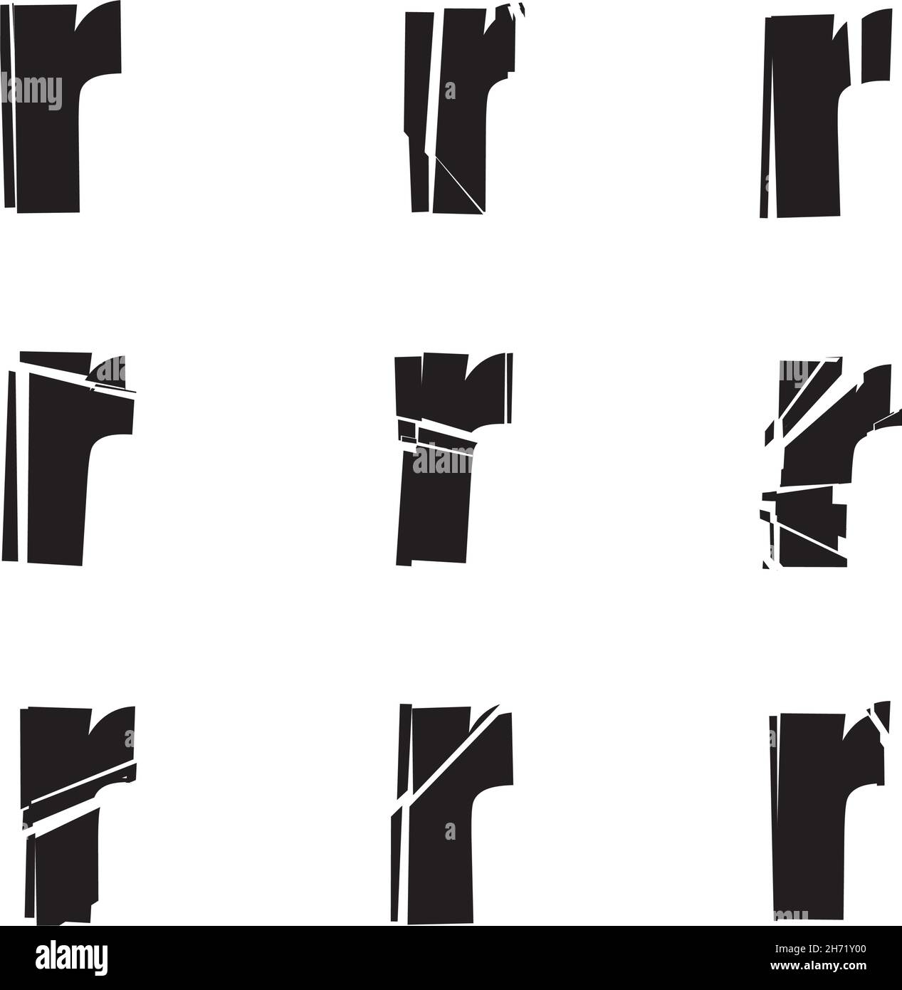 Textured letter R. Shattered, fractured, broken alphabet series - stock ...