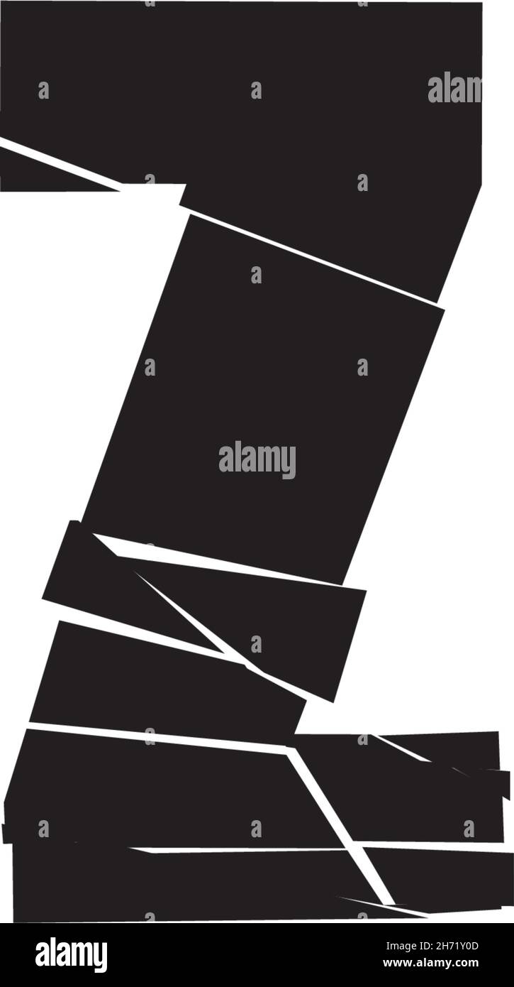 Textured letter Z. Shattered, fractured, broken alphabet series Stock ...