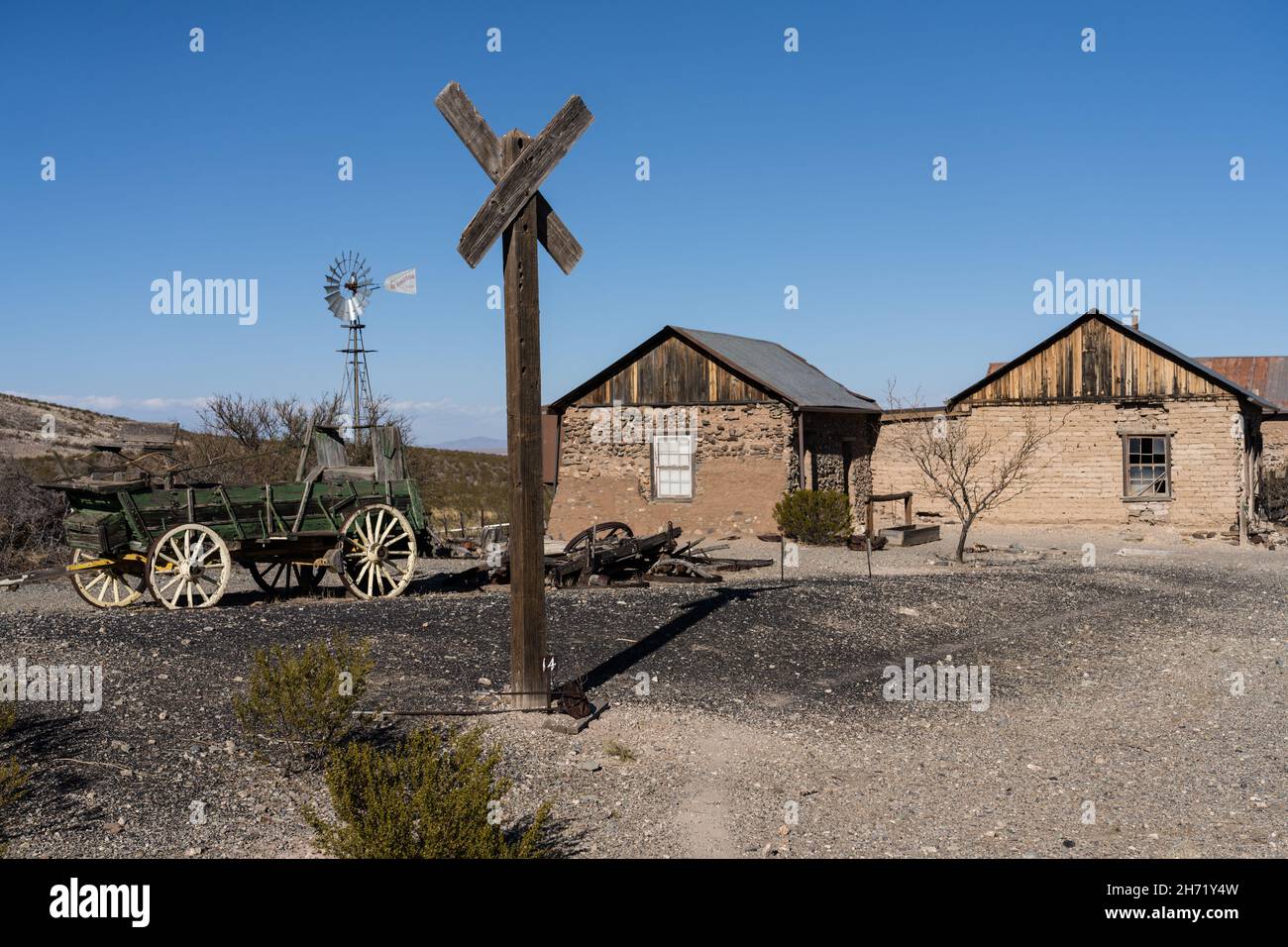 The old mine railroad crossing in the ghost town of Shakespeare, New ...