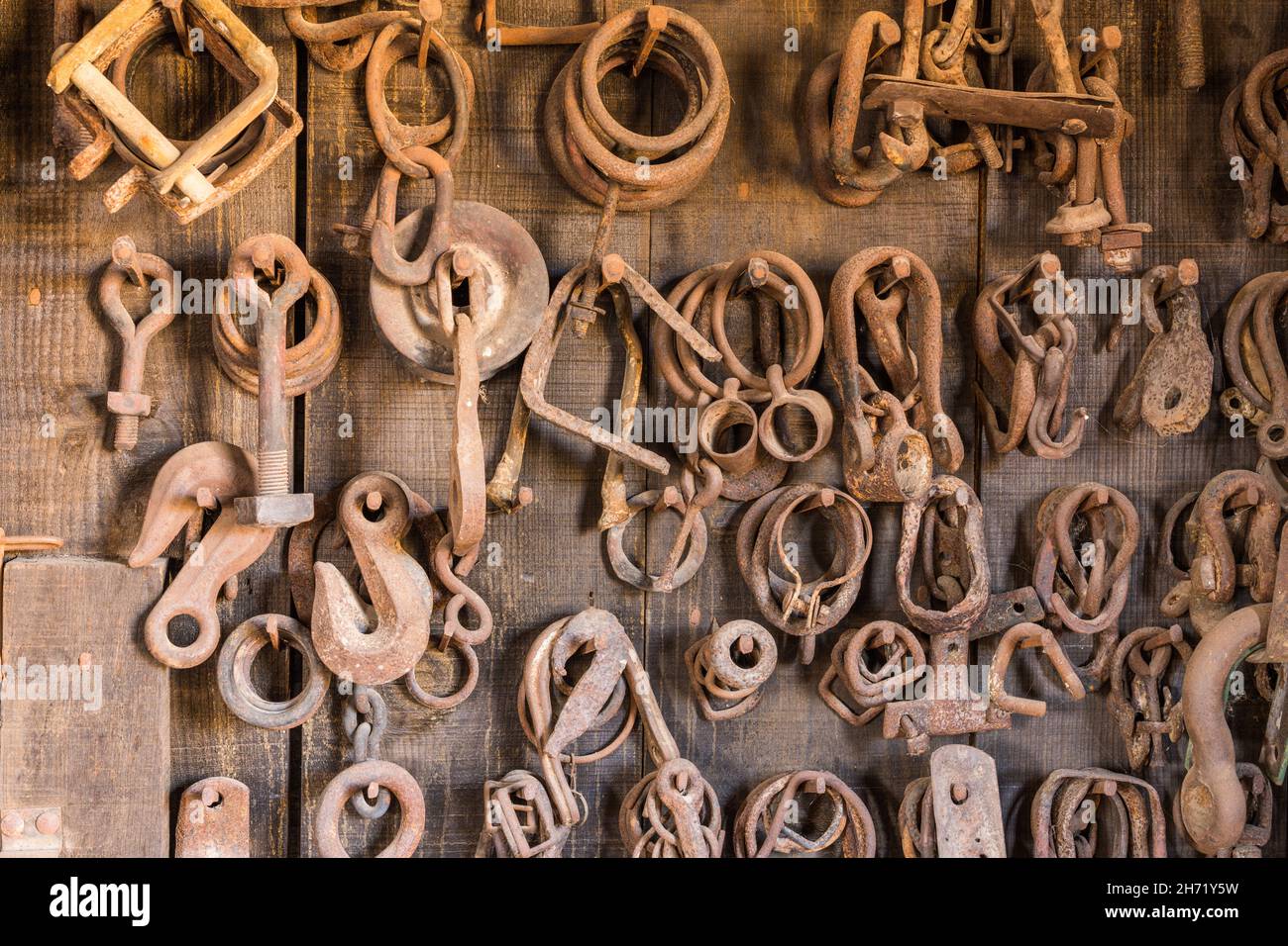 Blacksmith's hardware in the blacksmith shop in the old ghost town of ...