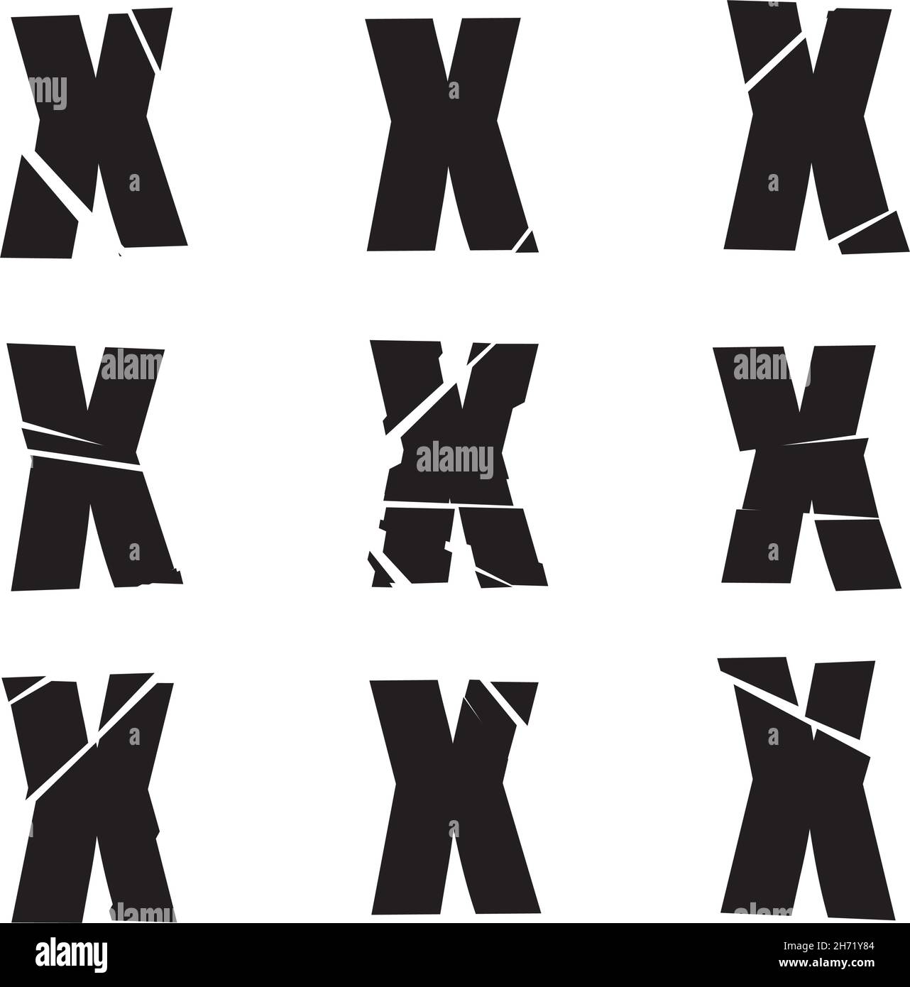 Textured letter X. Shattered, fractured, broken alphabet series - stock ...