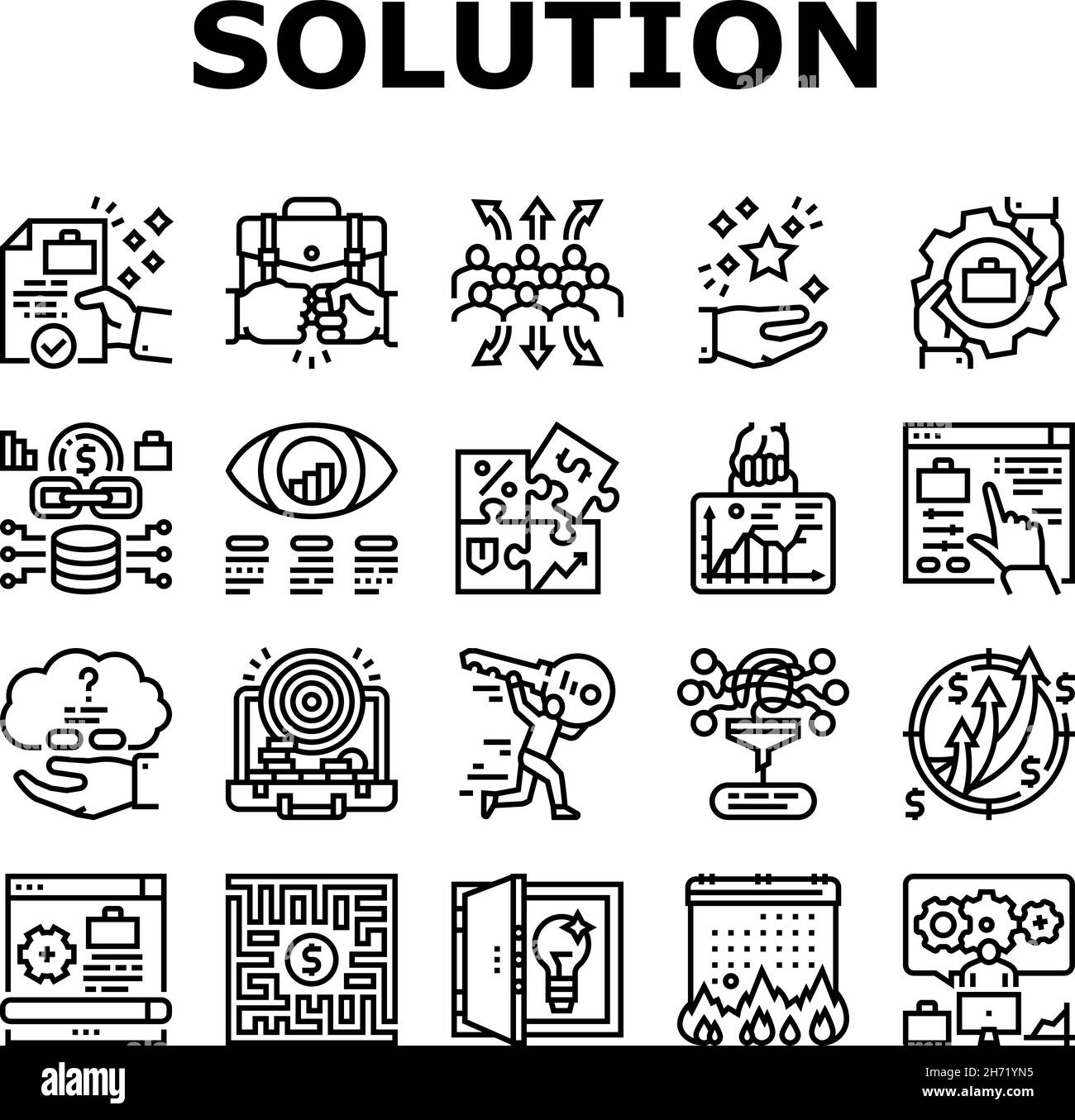 Solution Business Problem Task Icons Set Vector Stock Vector Image ...