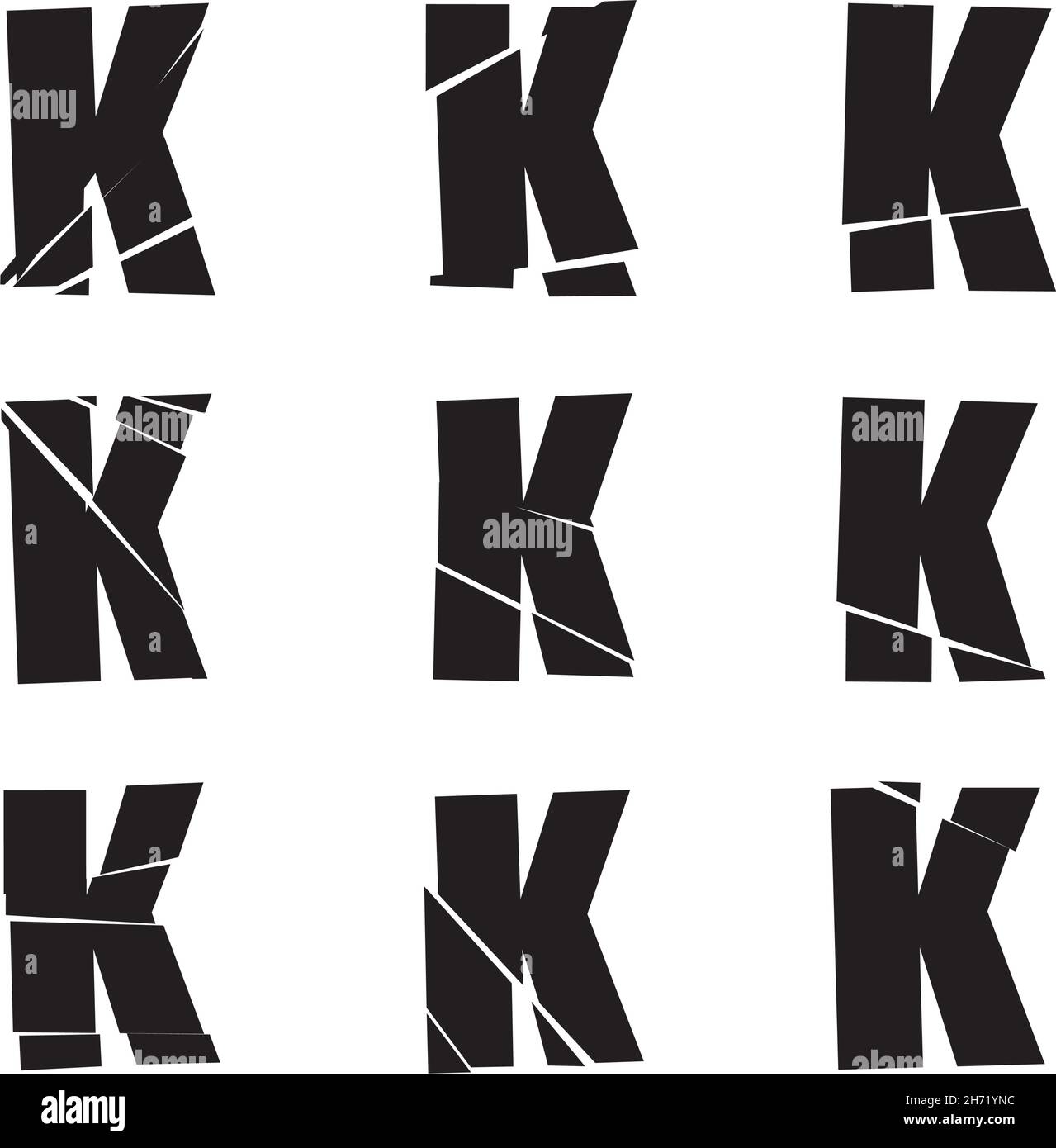 Textured letter K. Shattered, fractured, broken alphabet series - stock ...