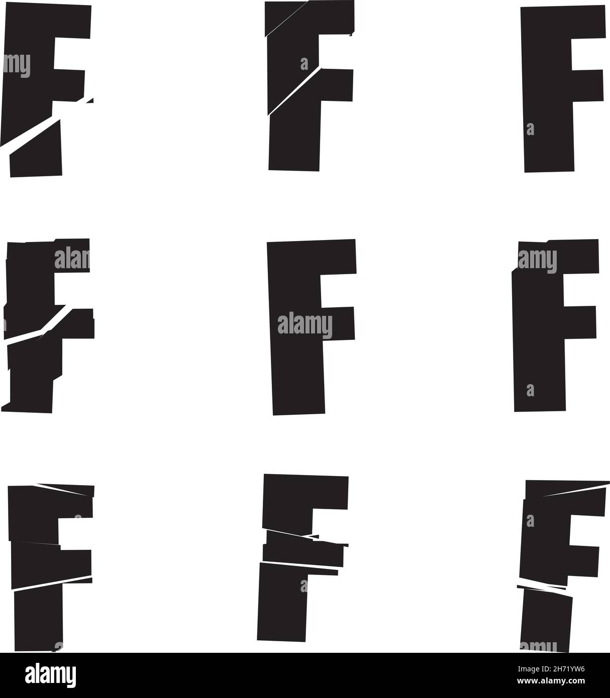 Textured letter F. Shattered, fractured, broken alphabet series - stock ...