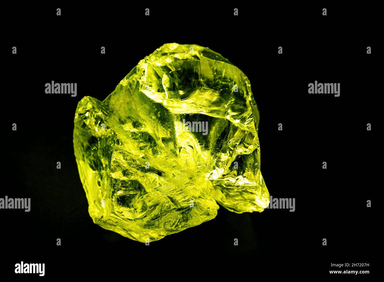 colored yellow quartz, esoteric stone, isolated black background Stock ...