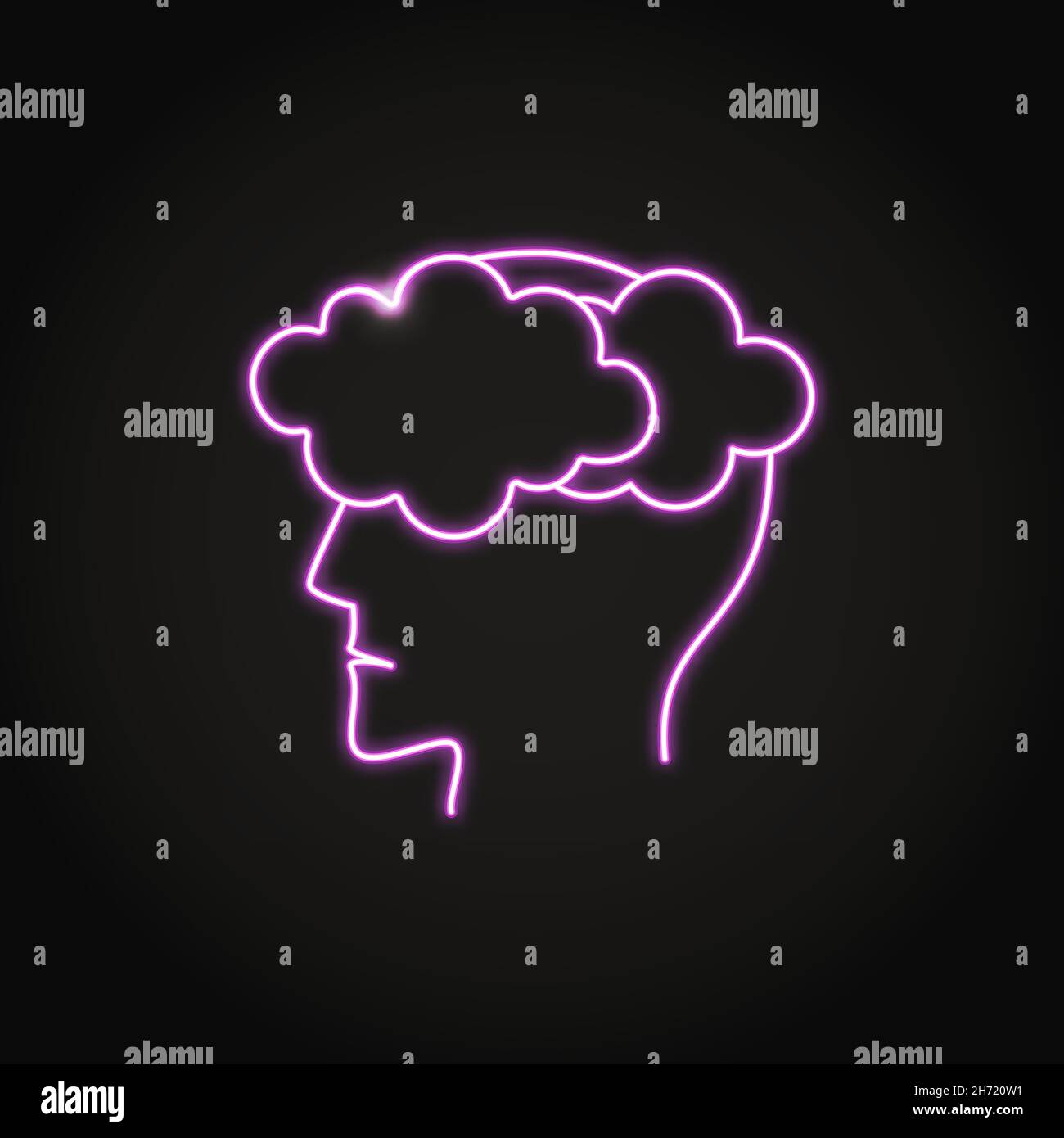 Neon dysthymic disorder icon in line style. Chronic depression symbol ...