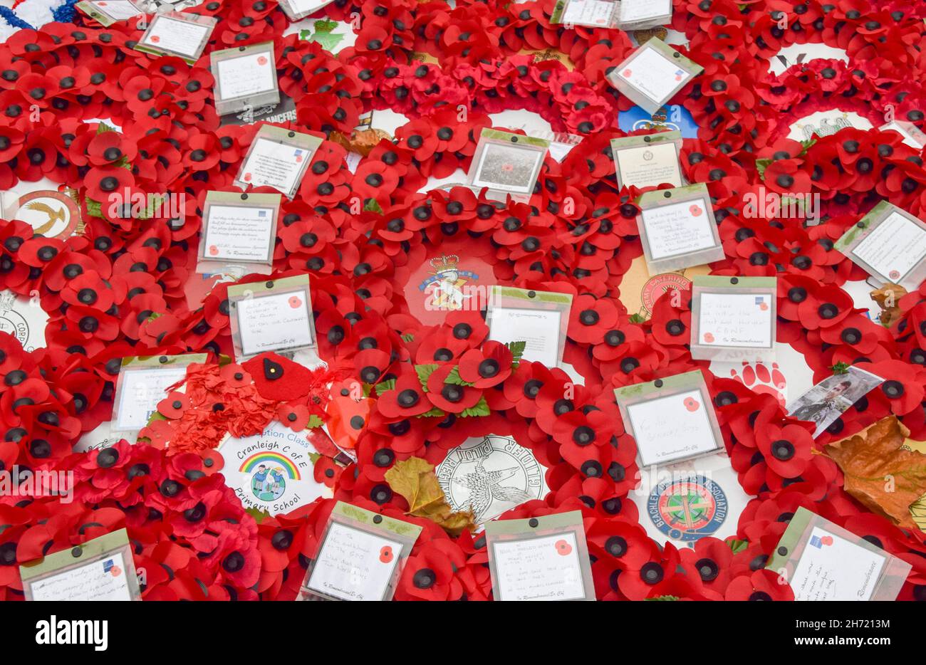 London, UK. 19th November 2021. Remembrance Day poppy wreaths at The ...