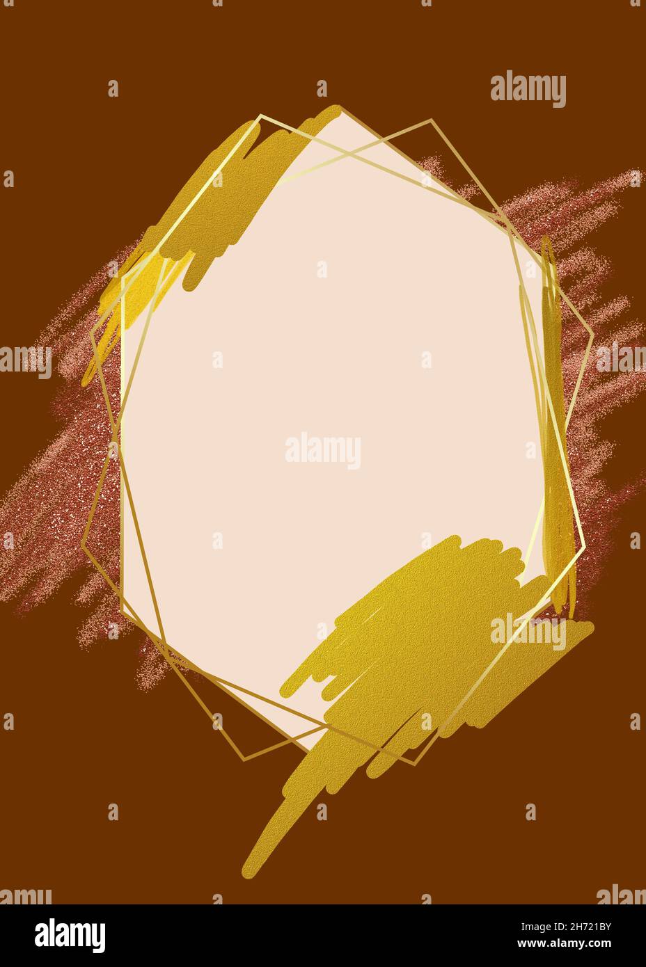 Abstract minimalist design with golden brush strokes and geometric ...