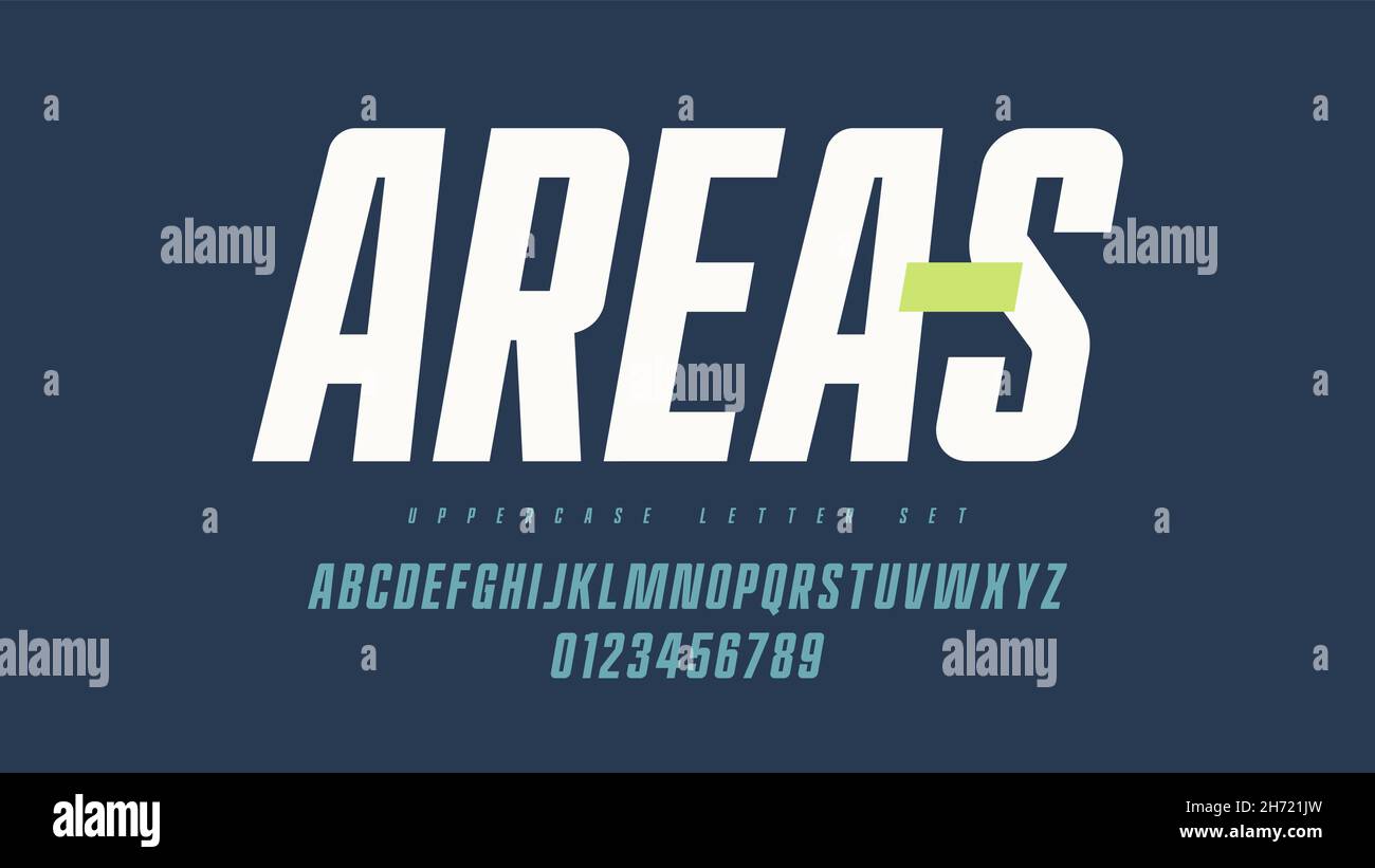 Vector condensed narrow bold san serif font, uppercase letter set ...