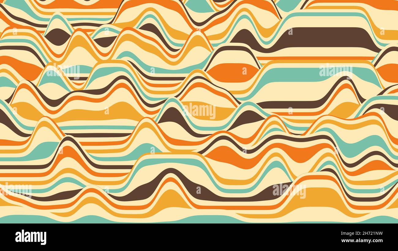 Retro stripes colorful distorted backdrop. Procedural ripple background ...