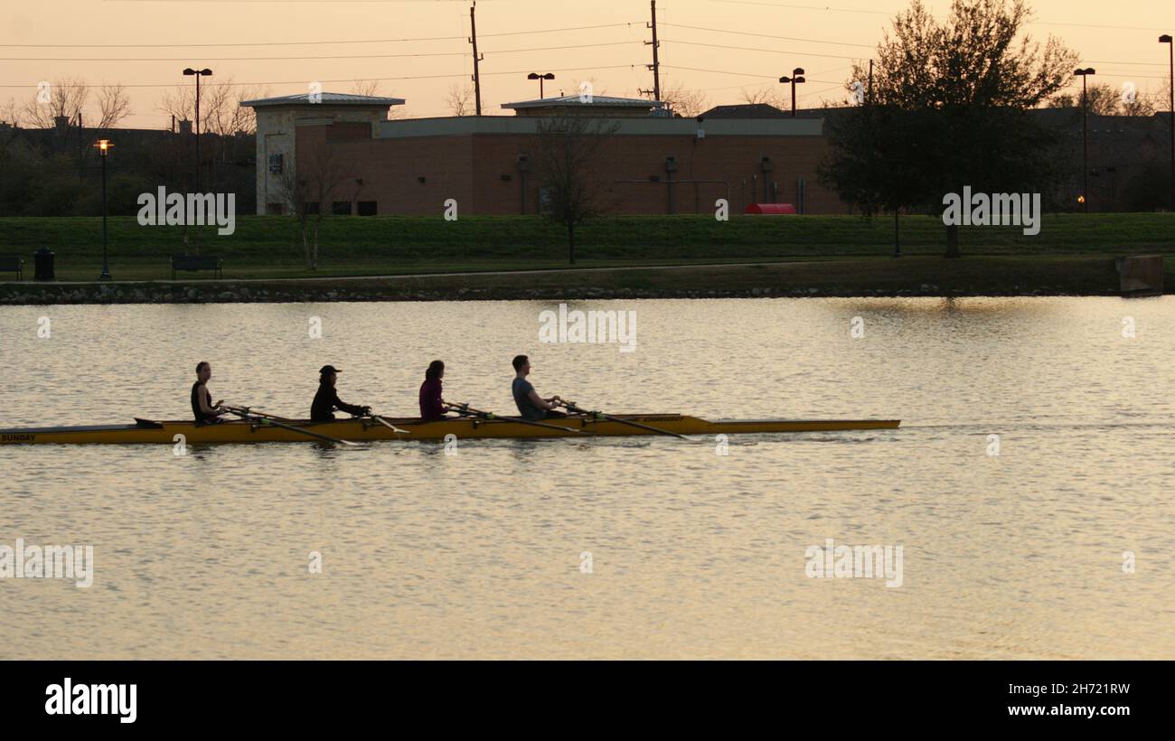 One team for Rowing Practice. Aquatic sports Stock Photo - Alamy