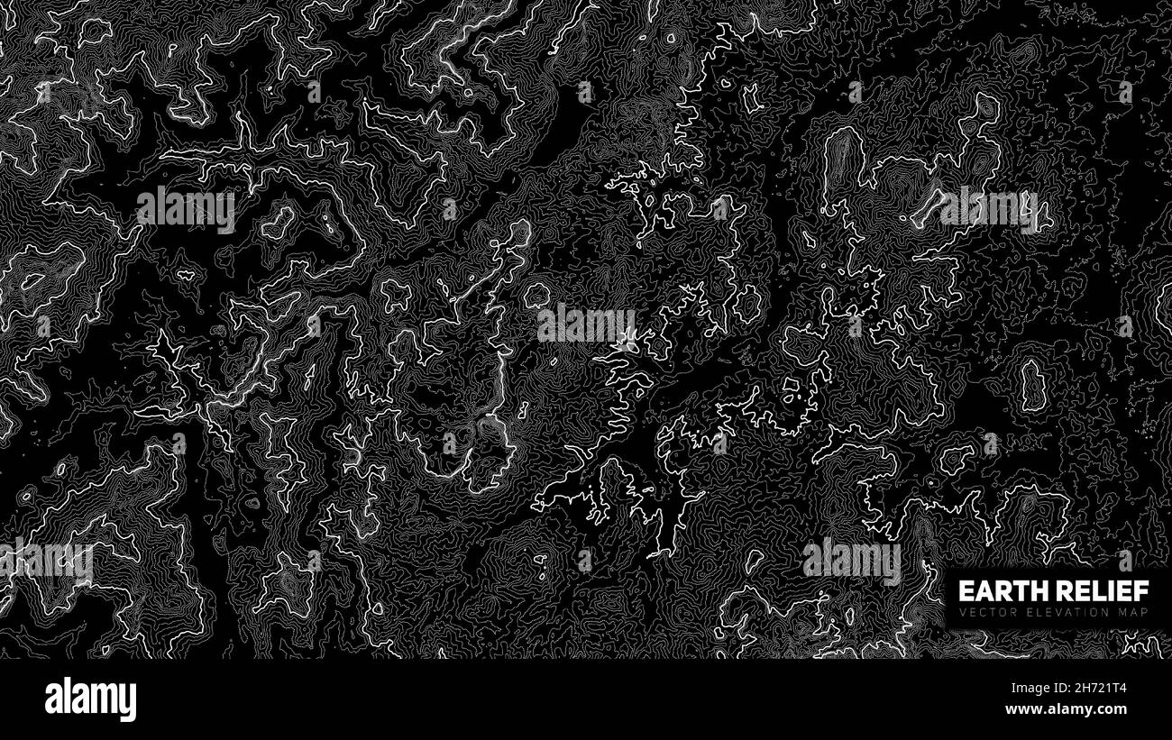 Vector abstract earth relief map. Generated conceptual elevation map ...