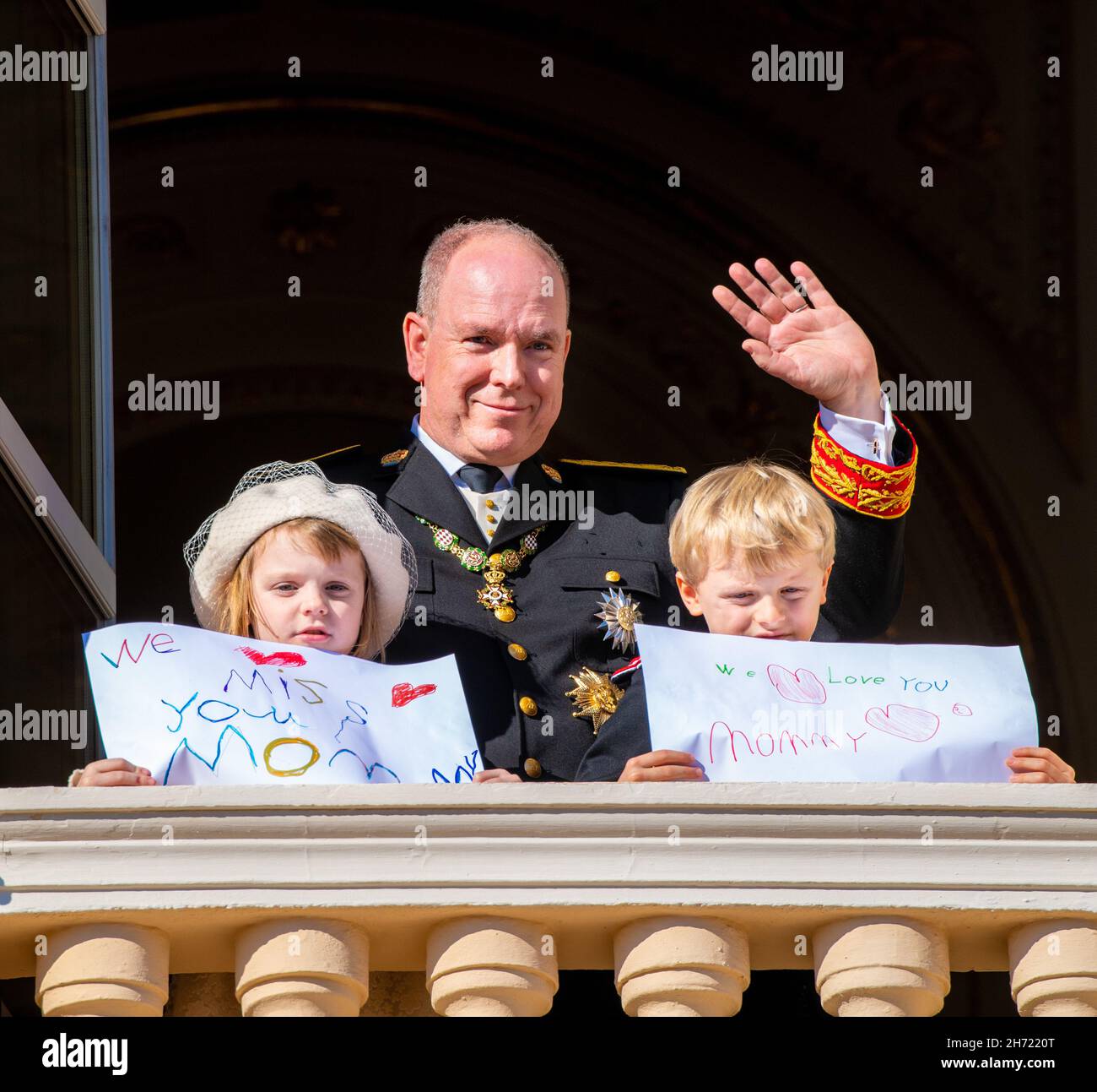 Prince Albert II of Monaco with his twin children Prince Jacques and ...