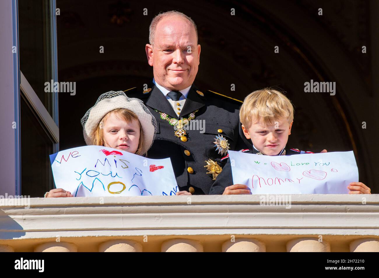 Prince Albert II of Monaco with his twin children Prince Jacques and ...