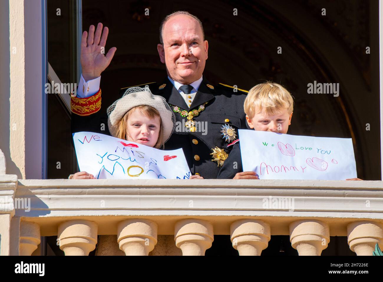Prince Albert II of Monaco with his twin children Prince Jacques and ...