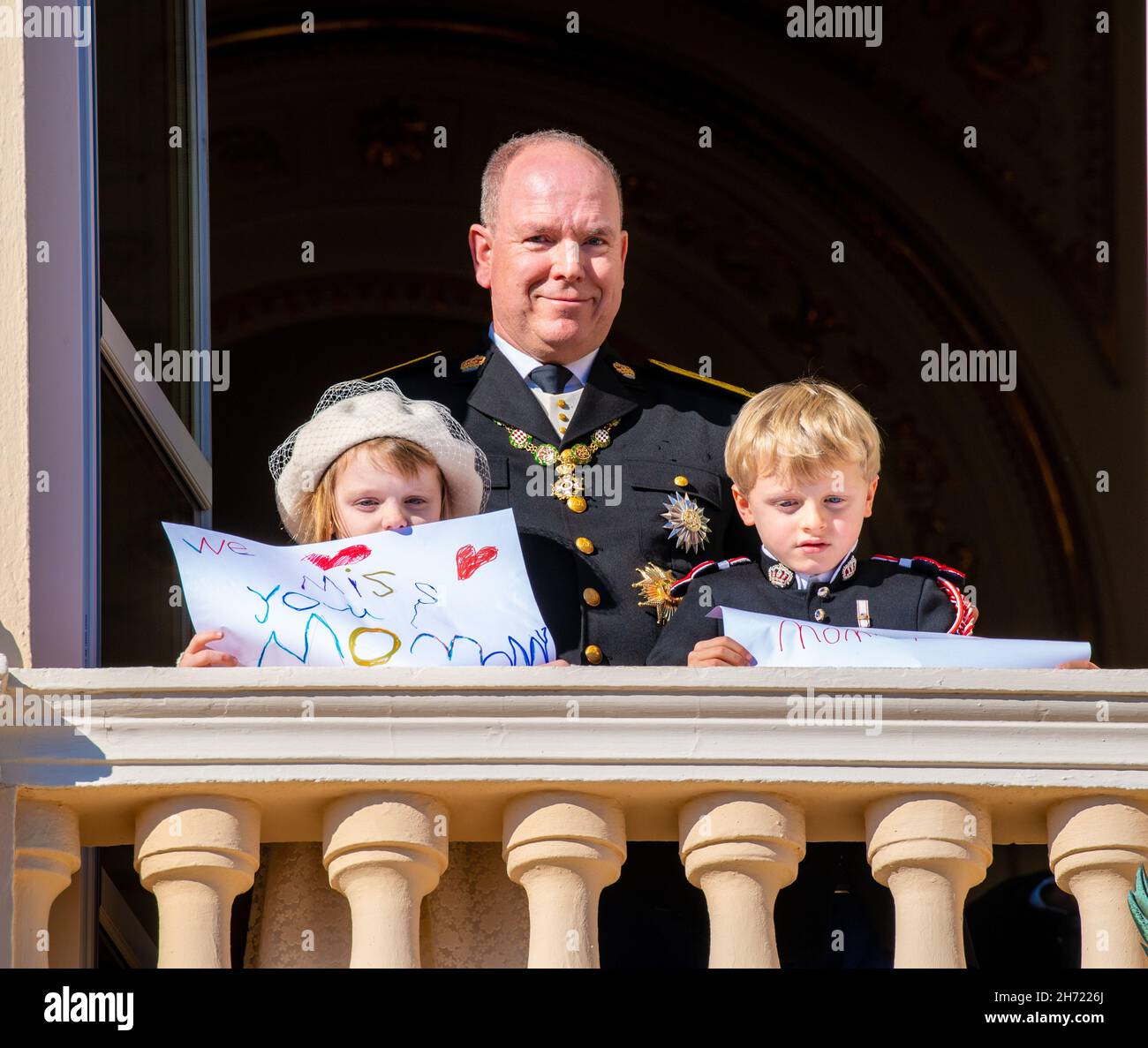 Prince Albert II of Monaco with his twin children Prince Jacques and ...