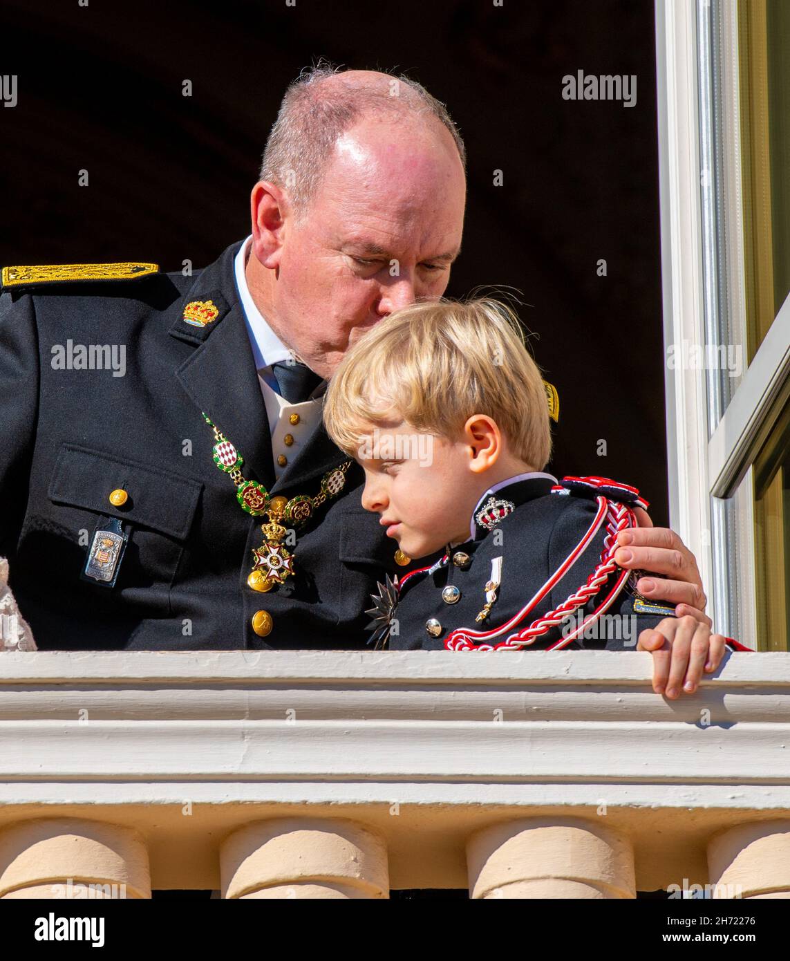 Prince Albert II of Monaco with Prince Jacques during the Army Parade ...