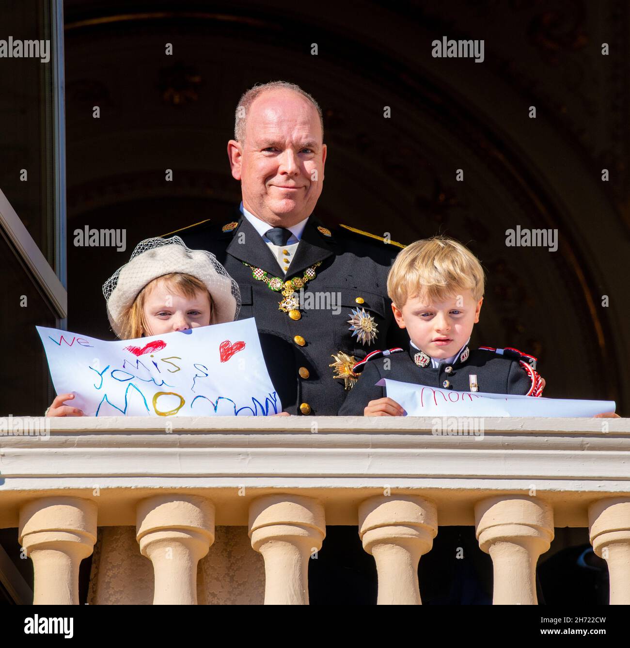 Prince Albert II of Monaco with his twin children Prince Jacques and ...