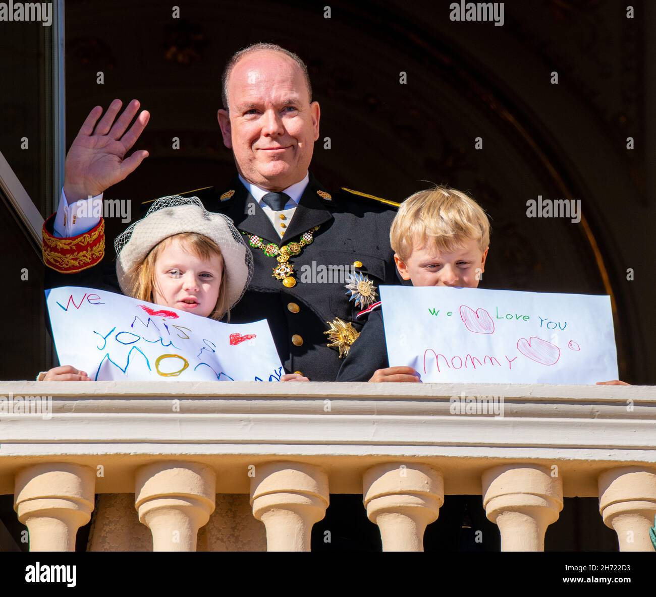 Prince Albert II of Monaco with his twin children Prince Jacques and ...