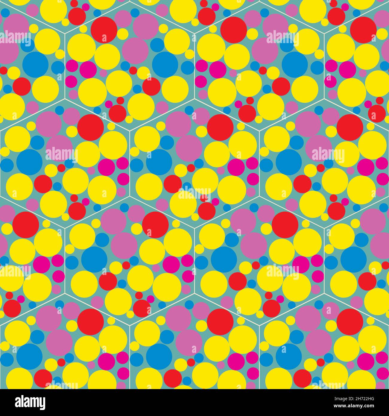 Abstract bubble hexagon vector seamless pattern background. Funky ...