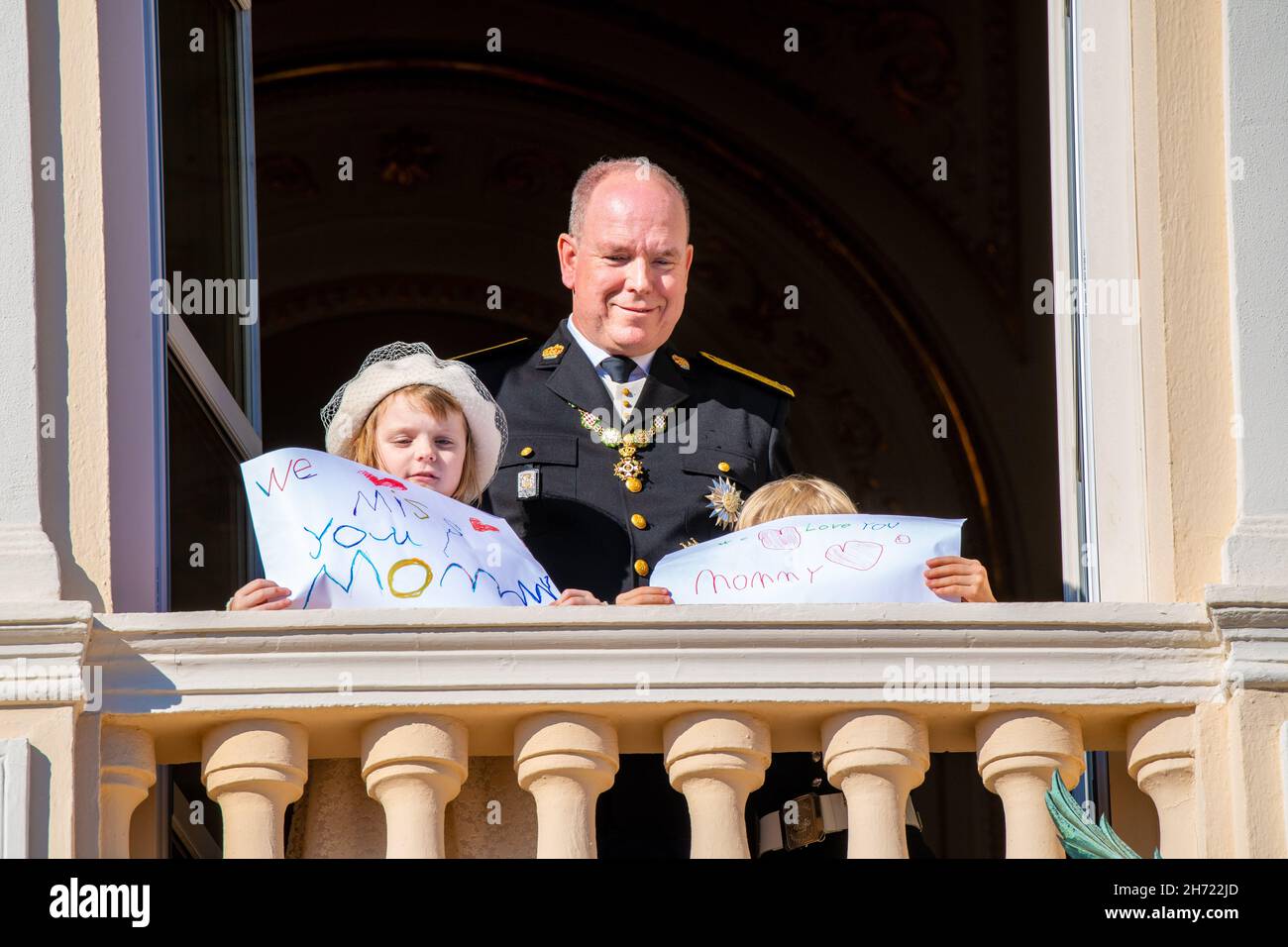 Prince Albert II of Monaco with his twin children Prince Jacques and ...