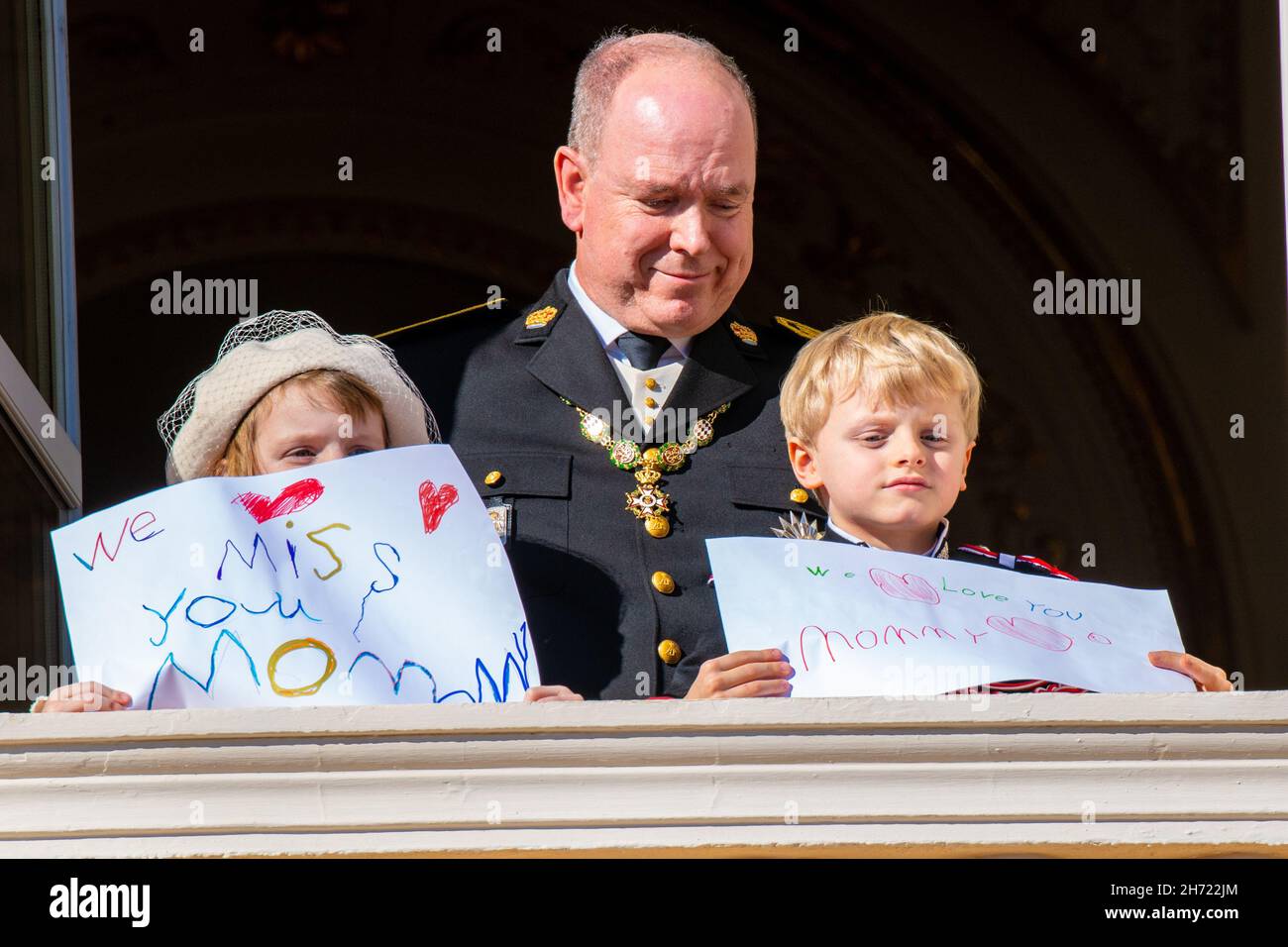 Prince Albert II of Monaco with his twin children Prince Jacques and ...