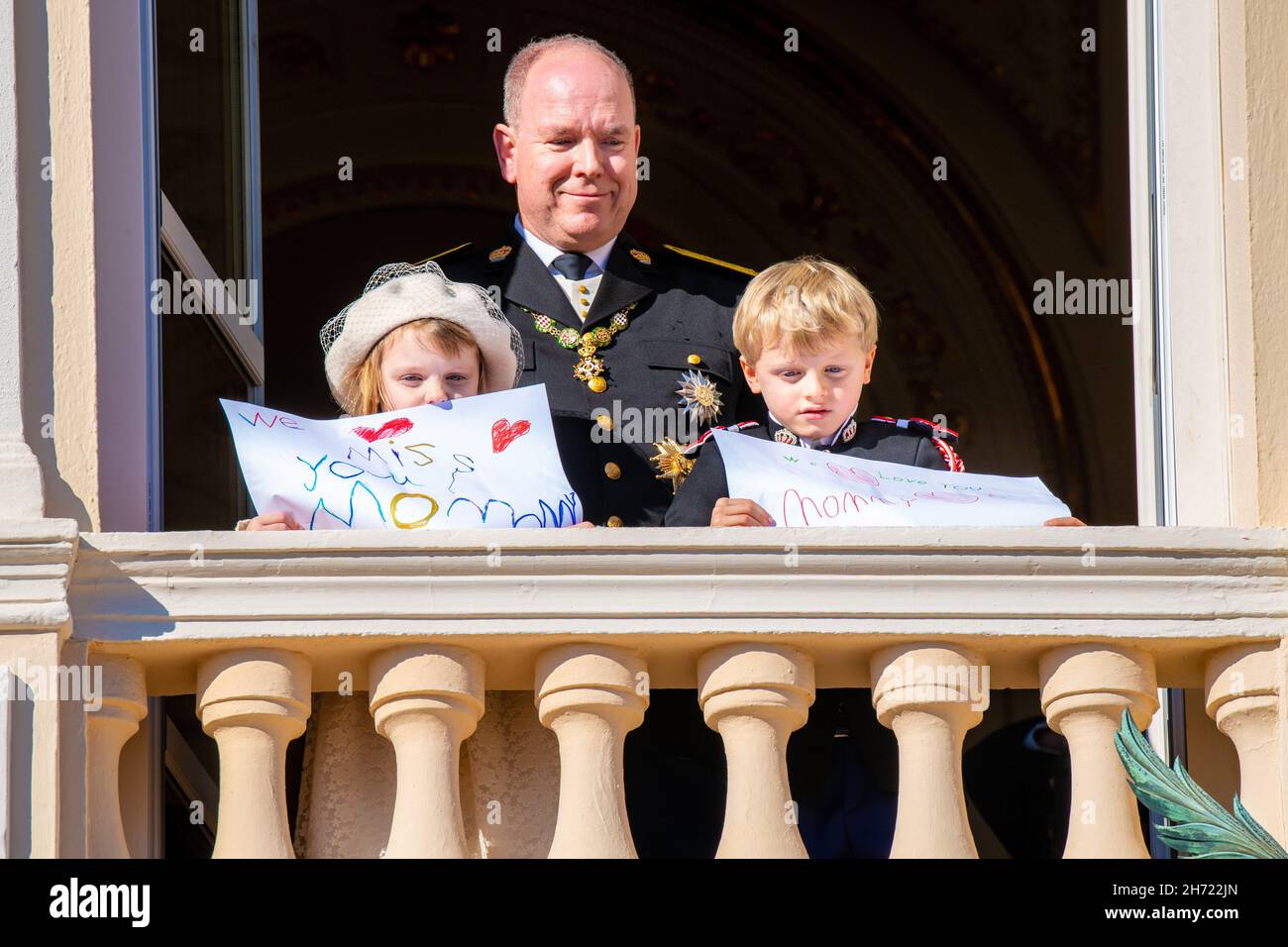 Prince Albert II of Monaco with his twin children Prince Jacques and ...