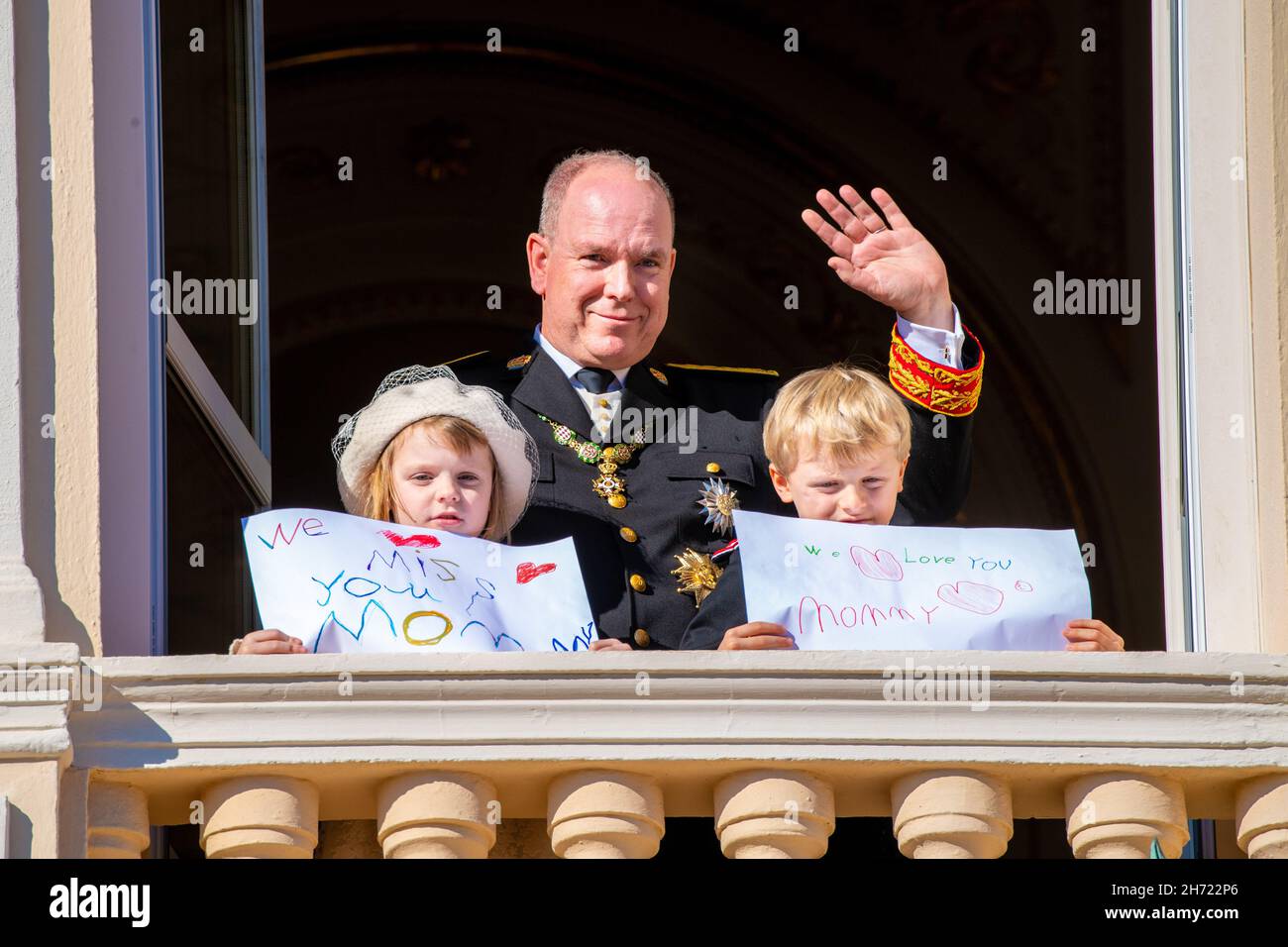 Prince Albert II of Monaco with his twin children Prince Jacques and ...