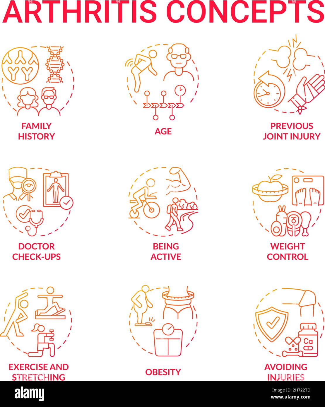 Arthritis red gradient concept icons set Stock Vector Image & Art - Alamy