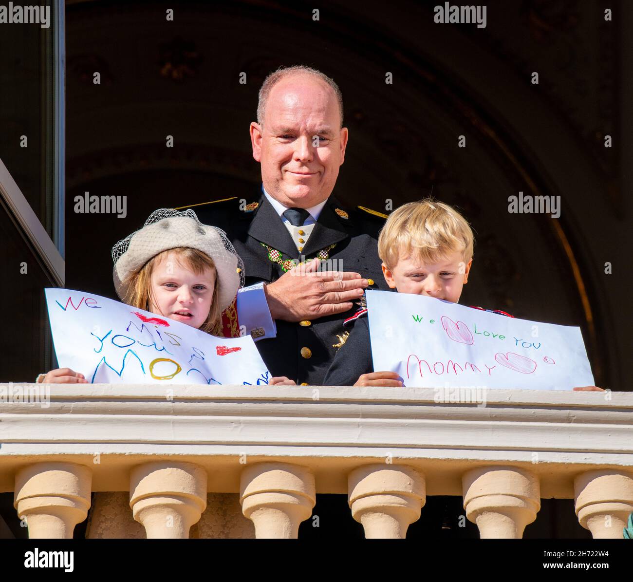 Prince Albert II of Monaco with his twin children Prince Jacques and ...