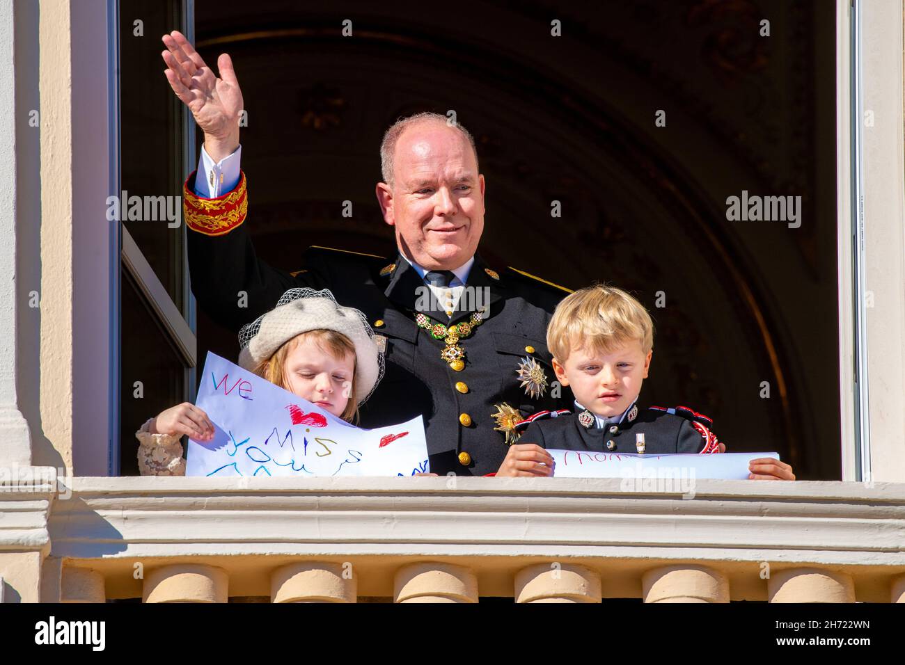 Prince Albert II of Monaco with his twin children Prince Jacques and ...