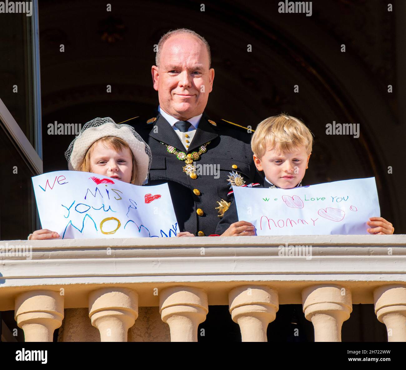 Prince Albert II of Monaco with his twin children Prince Jacques and ...
