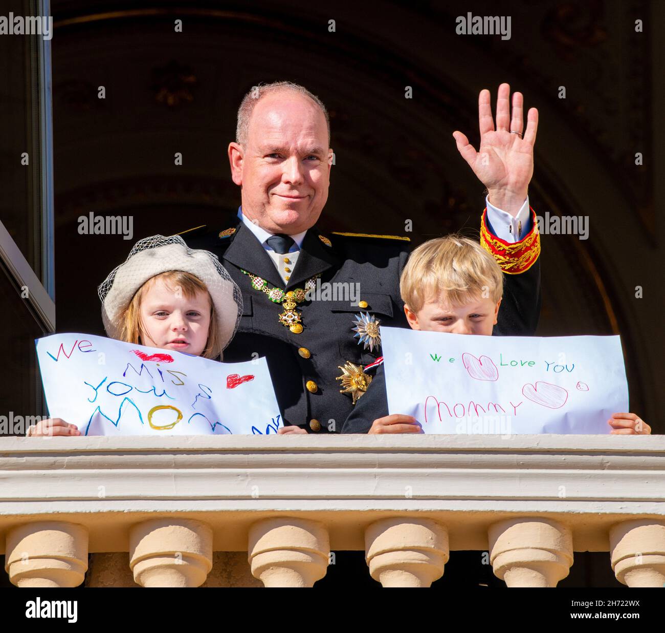 Prince Albert II of Monaco with his twin children Prince Jacques and ...