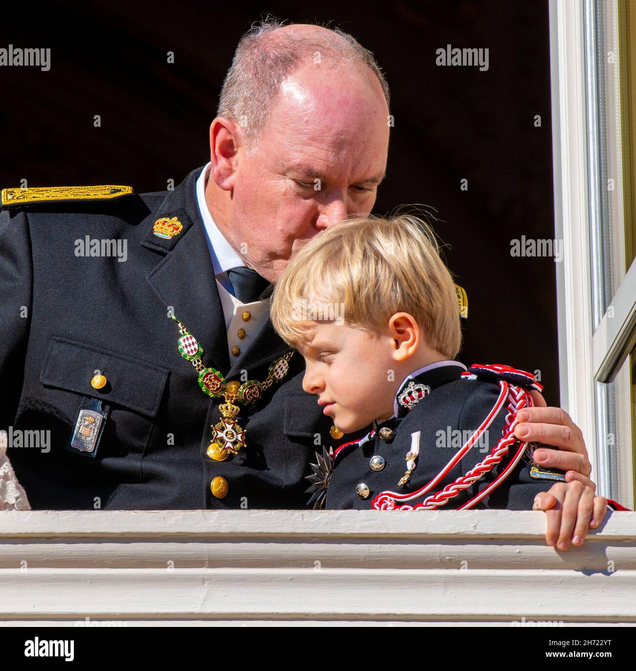 Prince Albert II of Monaco with Prince Jacques during the Army Parade ...