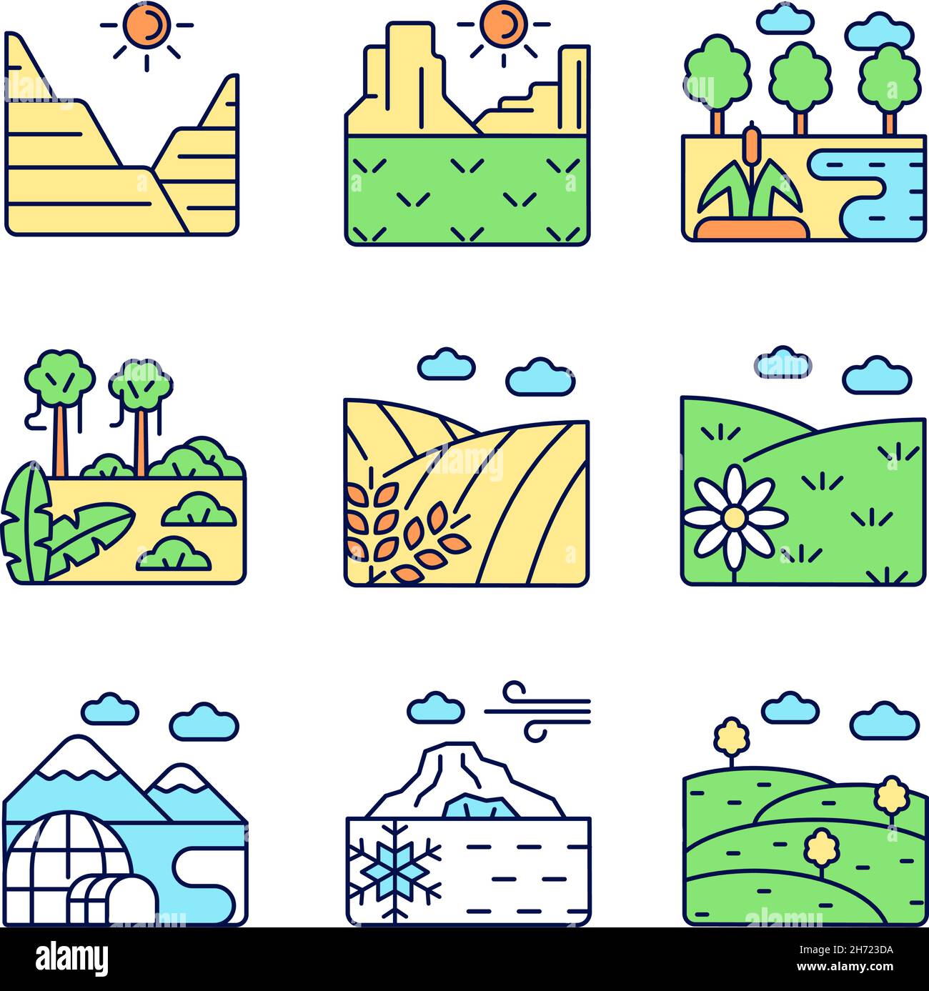 Biomes and landforms RGB color icons set Stock Vector Image & Art - Alamy