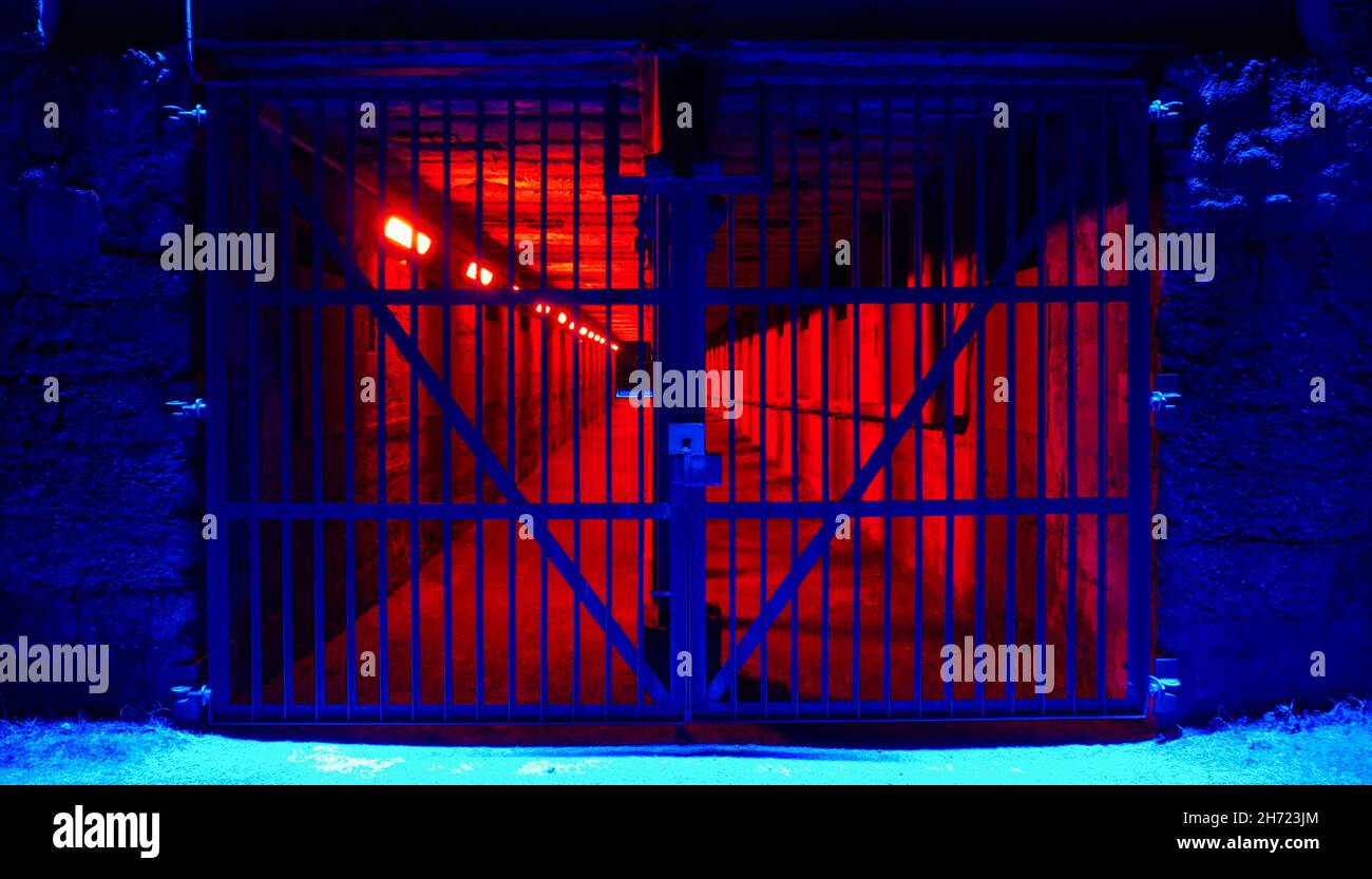 colorful illuminated steel gate Stock Photo - Alamy