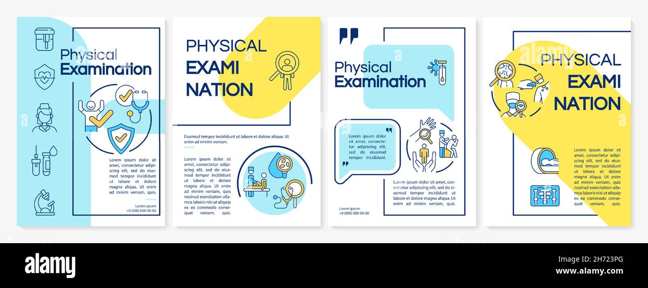 Physical examination blue and yellow brochure template Stock Vector ...