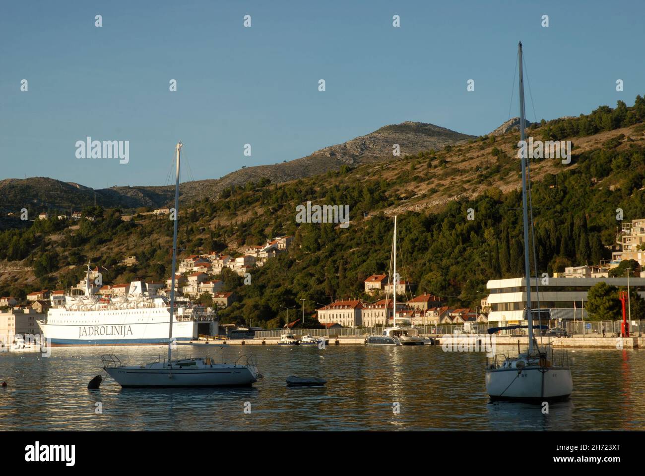 Boats, ships and yachts moored in Luka Gruz harbour, Dubrovnik, Croatia ...