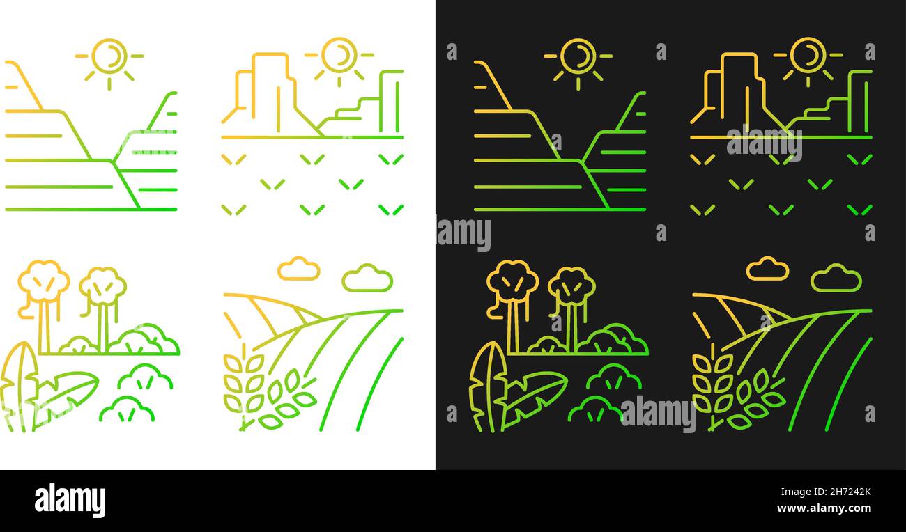 Landforms gradient icons set for dark and light mode Stock Vector Image ...