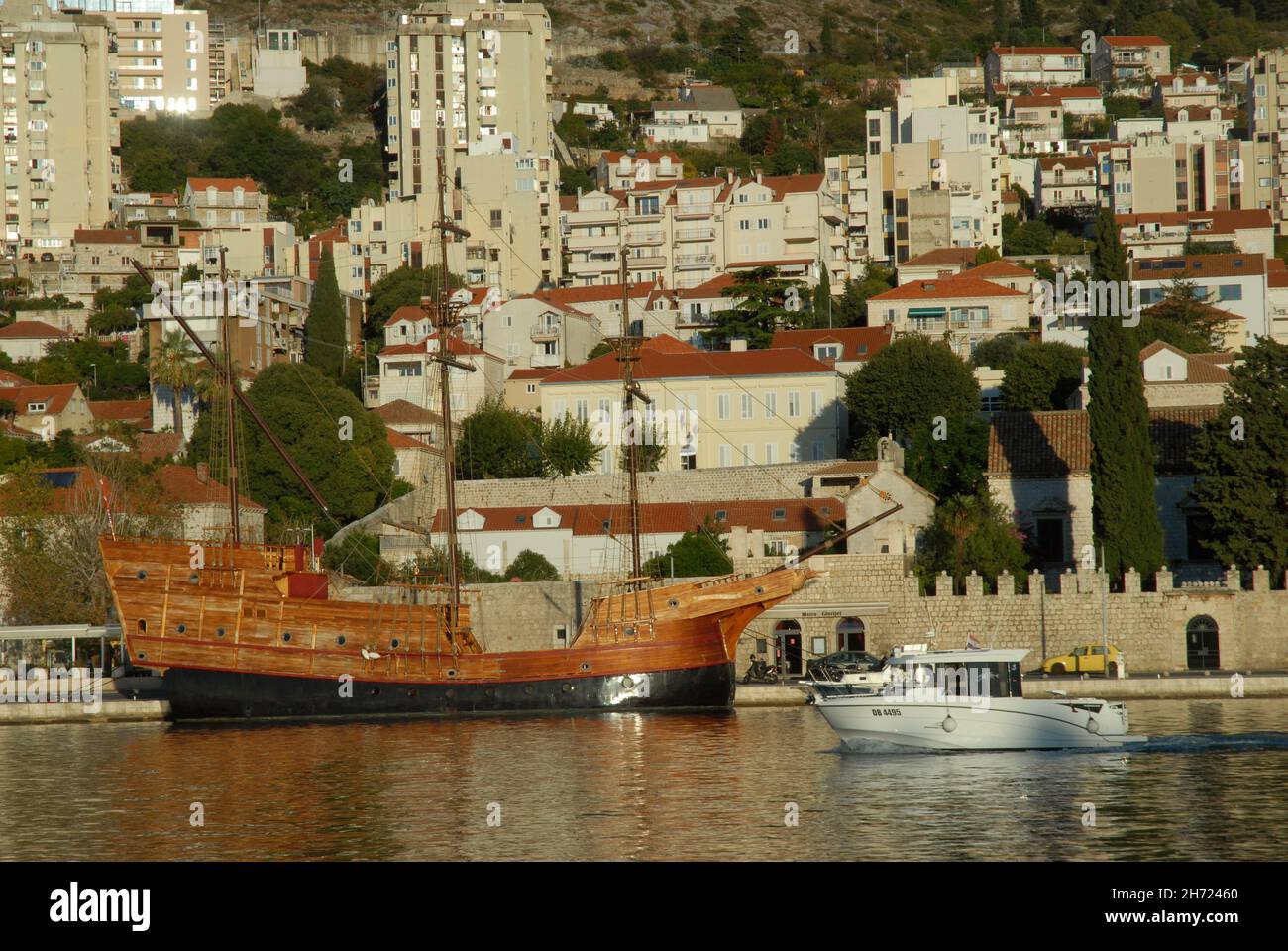 Boats, ships and yachts moored in Luka Gruz harbour, Dubrovnik, Croatia ...