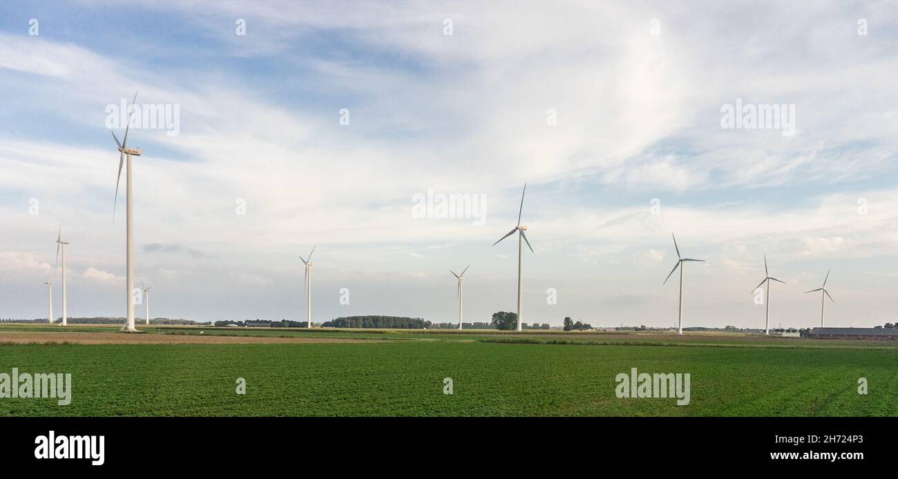 Large green field with wind powers inAntwerp, Belgium Stock Photo - Alamy