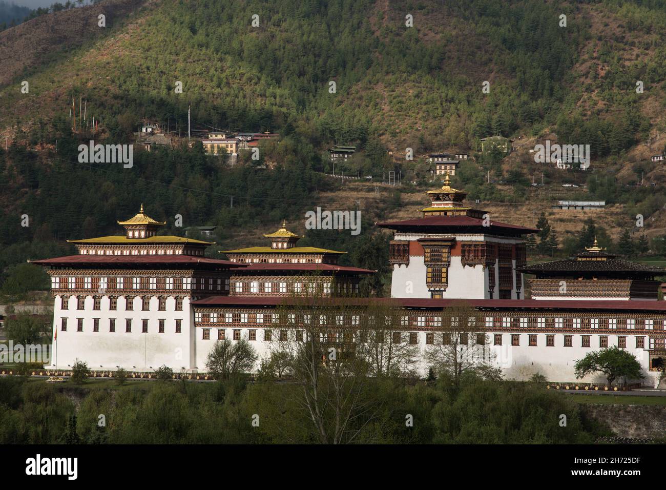 The Thimphu Dzong in the capital city of Thimphu is the seat of ...